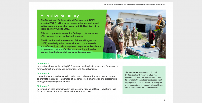 Executive Summary: Evaluation of Humanitarian Innovation and Evidence ...