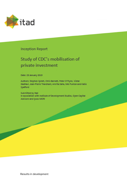 Inception Report: Study of CDC’s mobilisation of private investment | Itad