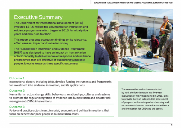 Executive Summary: Evaluation of Humanitarian Innovation and Evidence ...