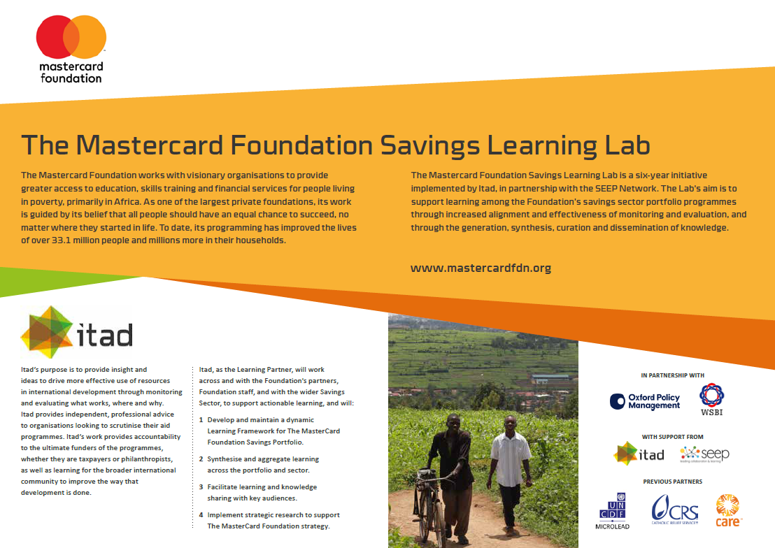 Introducing The Mastercard Foundation Savings Learning Lab | Itad