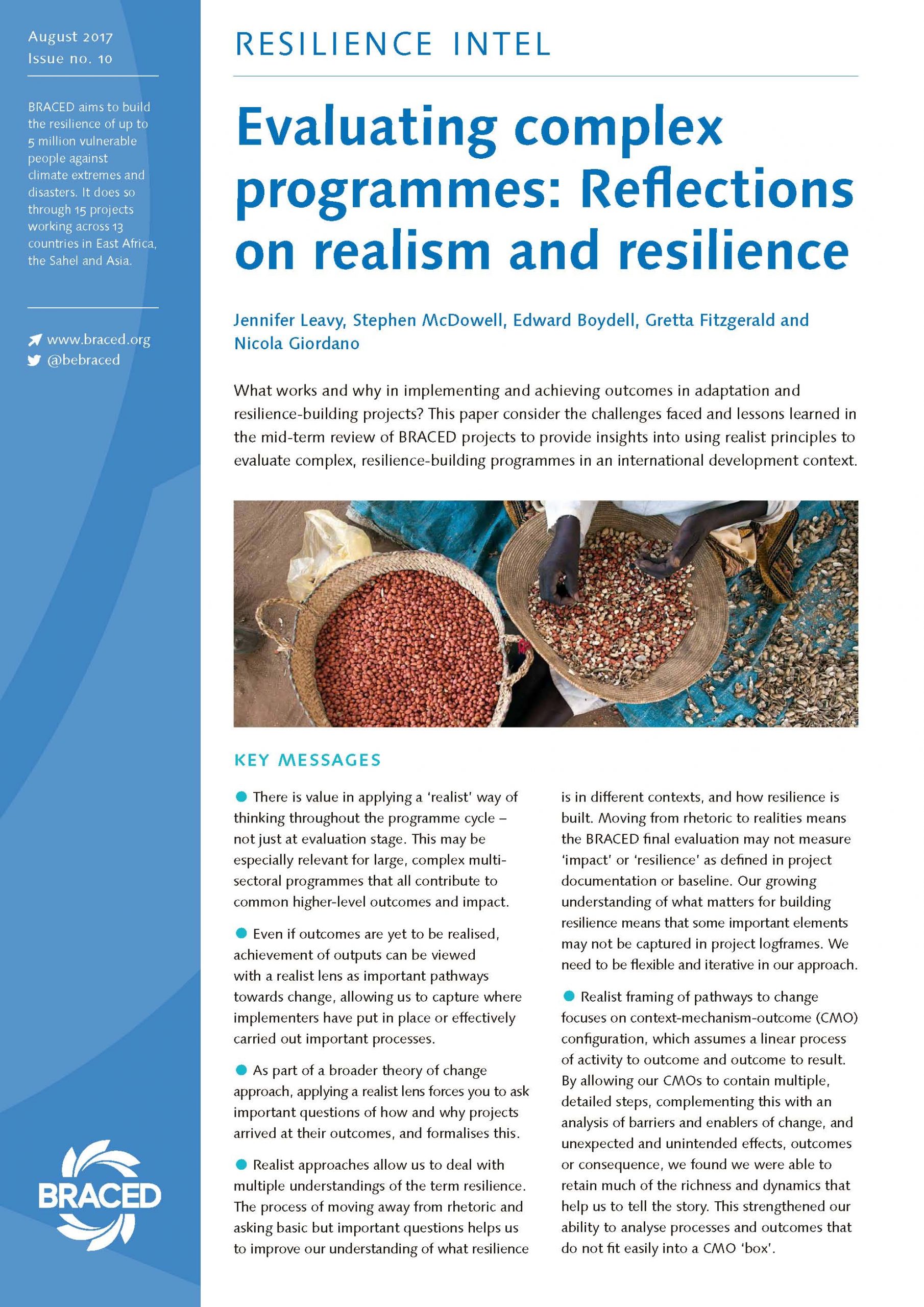 Evaluating complex programmes: Reflections on realism and resilience | Itad