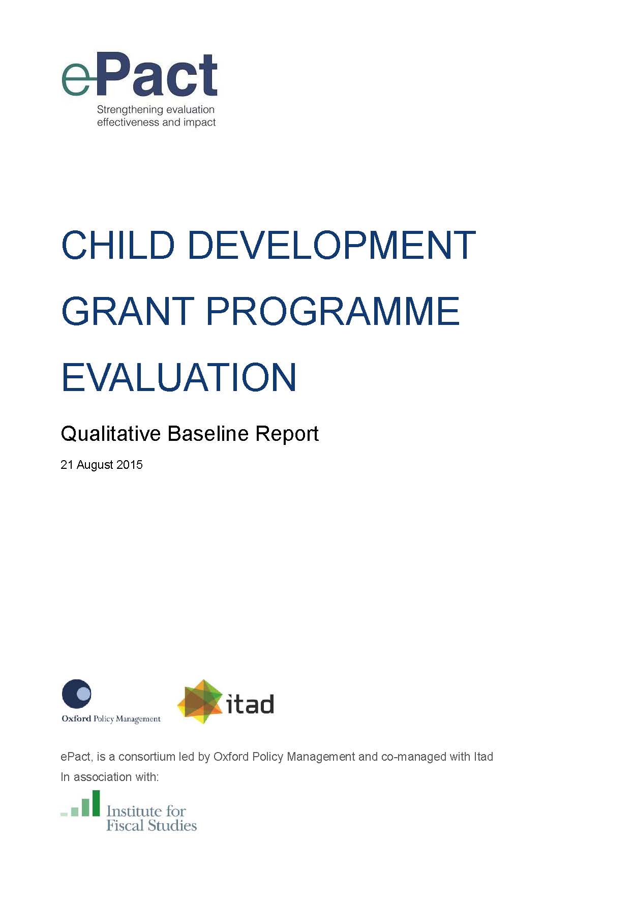 Child Development Grant Programme Evaluation Qualitative Baseline ...