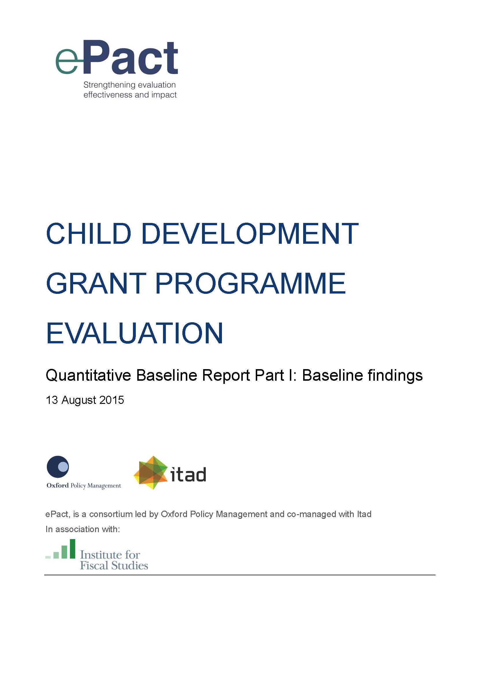 Child Development Grant Programme Evaluation Quantitative Baseline ...