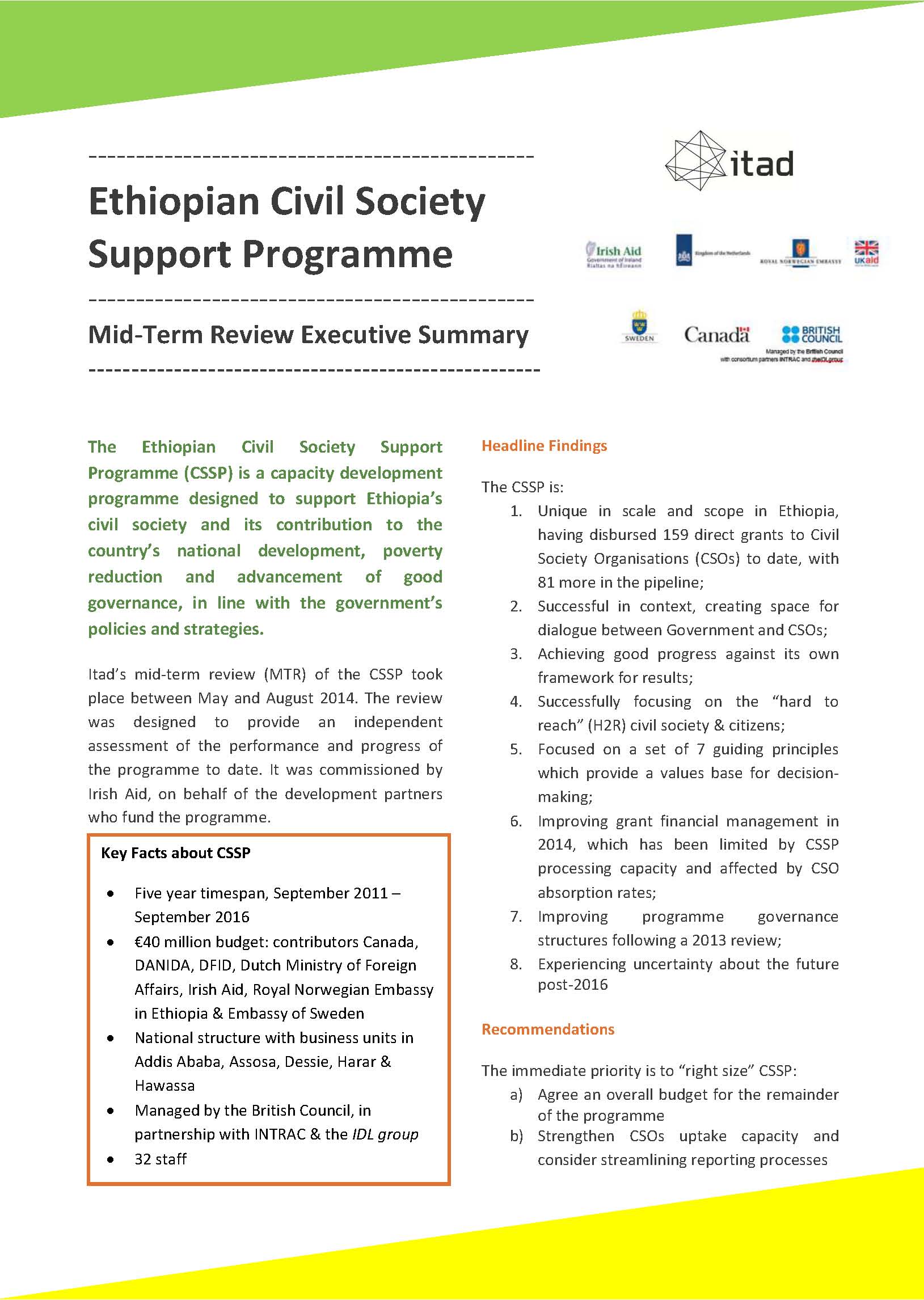 Mid-Term Review – Ethiopian Civil Society Support Programme | Itad