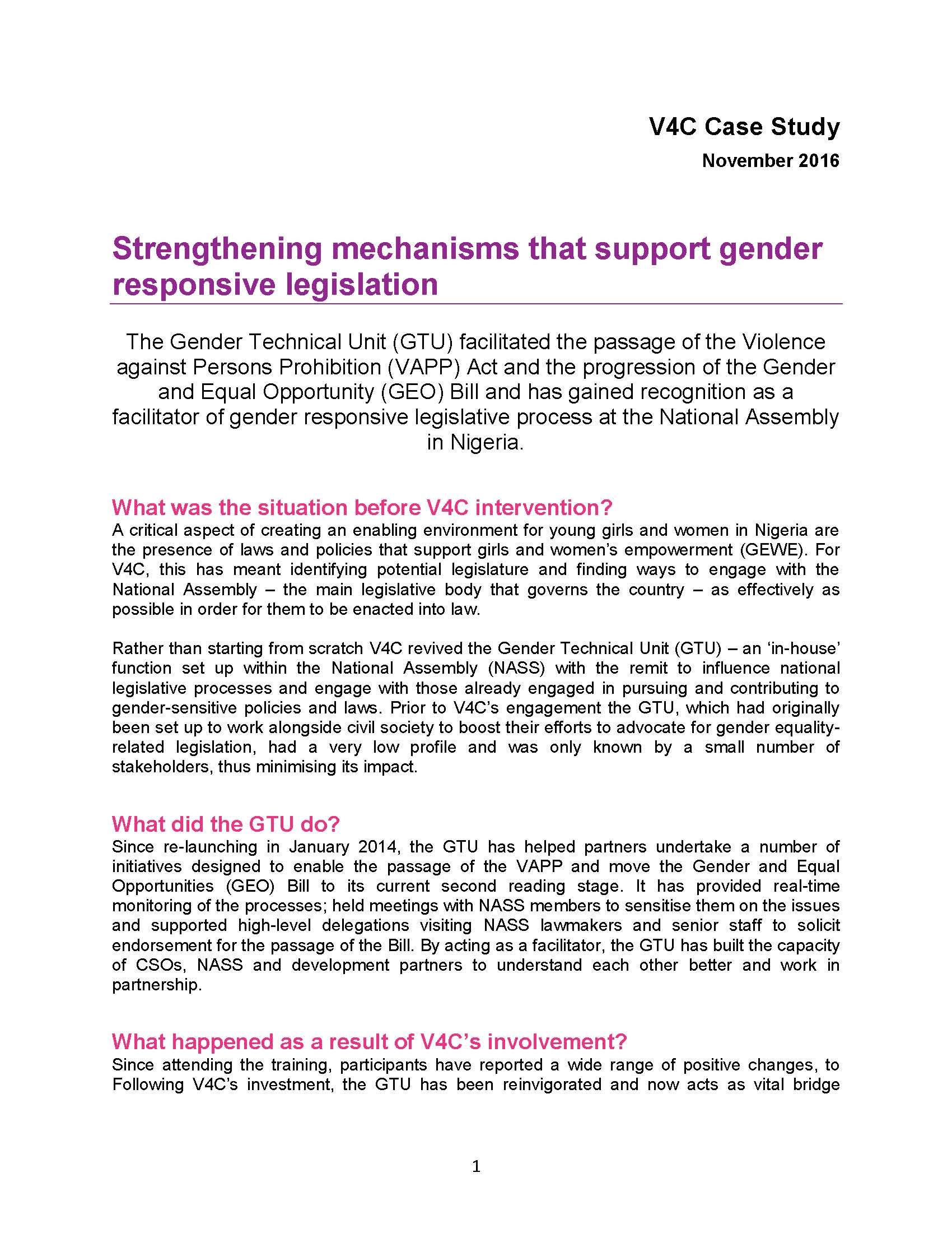 V4C Case Study – Strengthening mechanisms that support gender ...