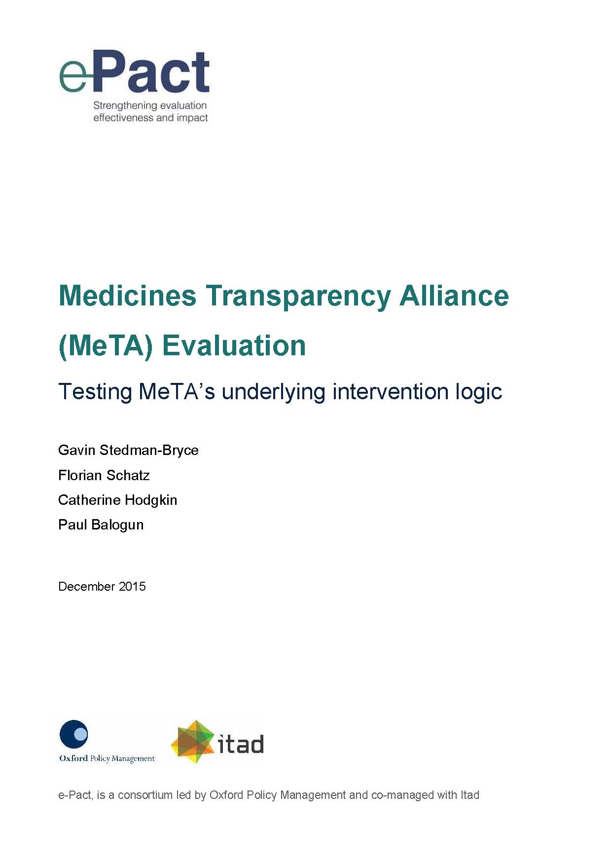 Medicines Transparency Alliance (MeTA) Evaluation, Final Report | Itad