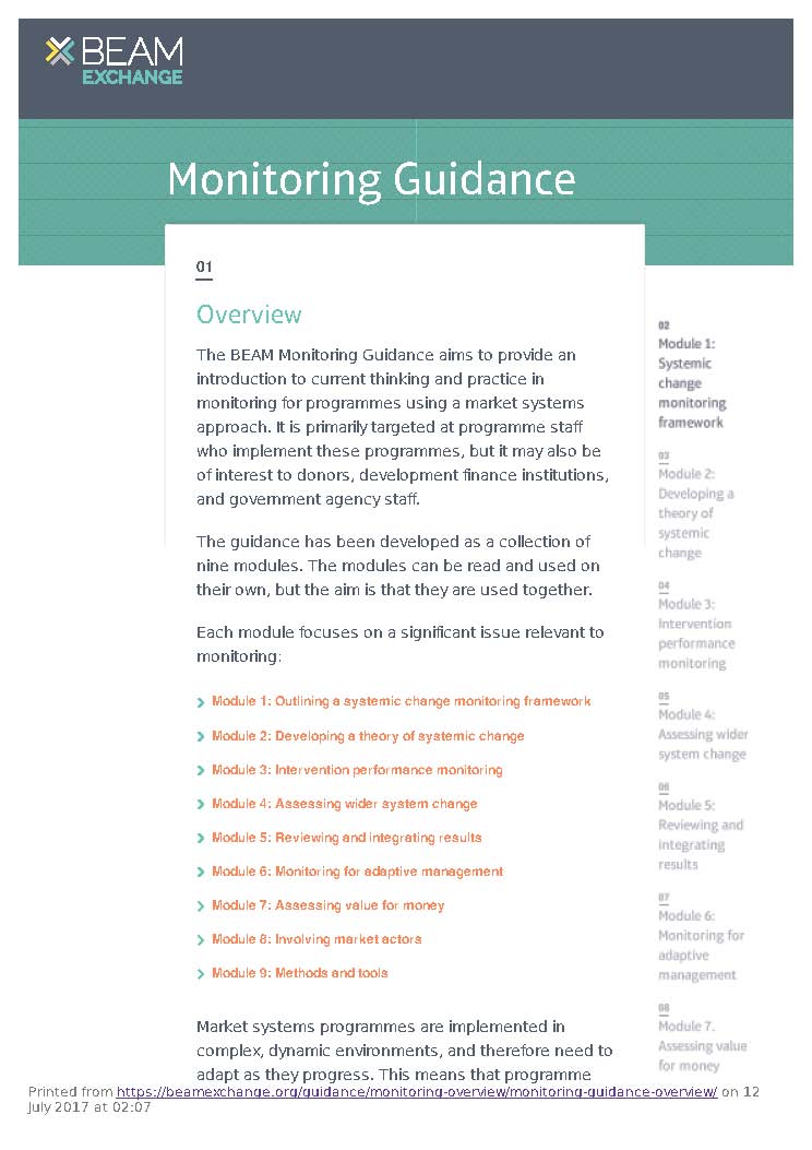 BEAM Monitoring Guidance | Itad
