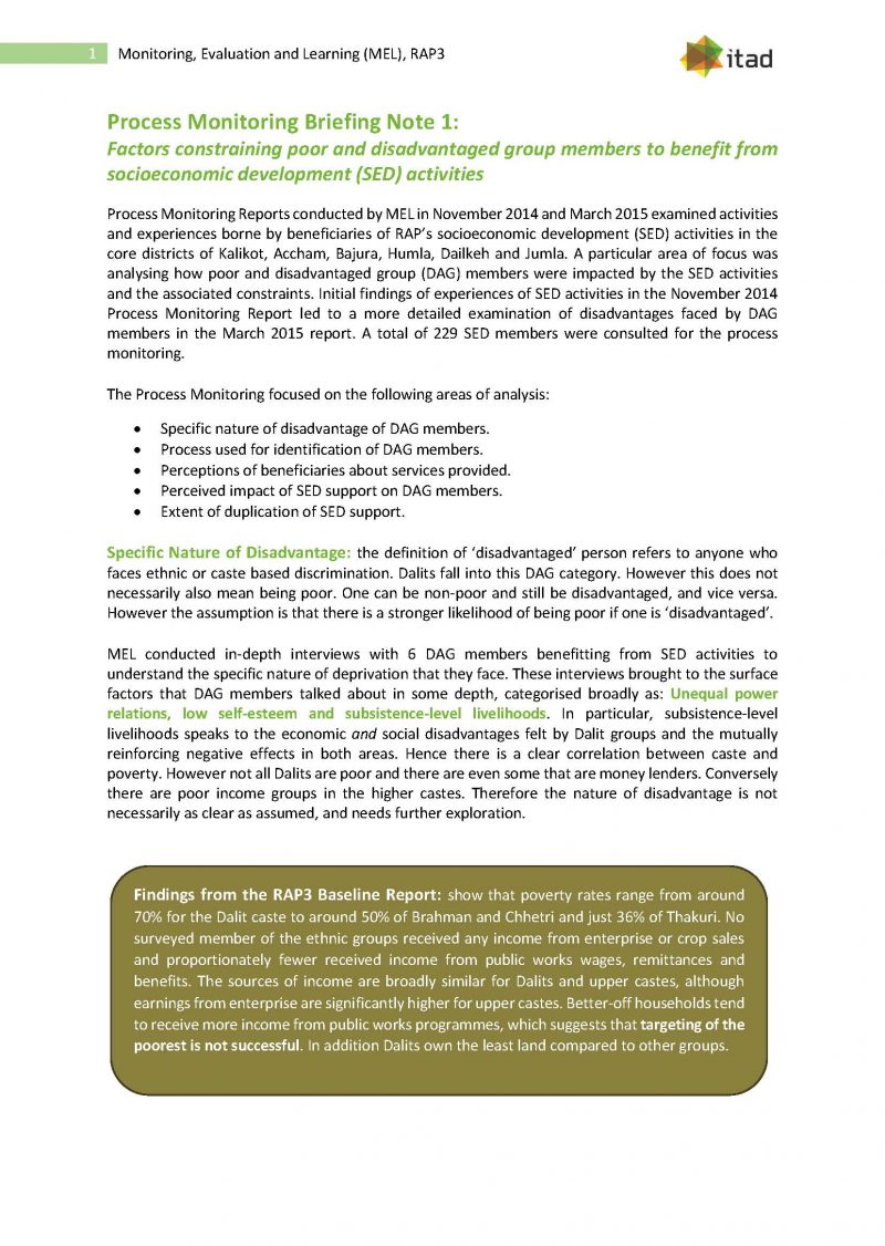 Rap Process Monitoring Briefing Note 1 Itad