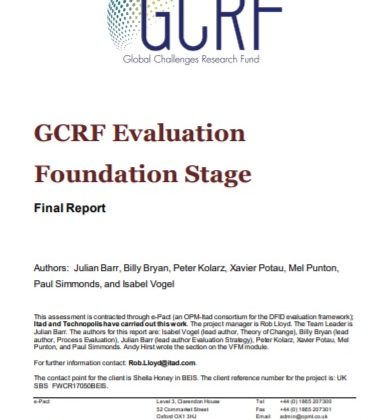 GCRF Evaluation Foundation Stage: Final Report | Itad