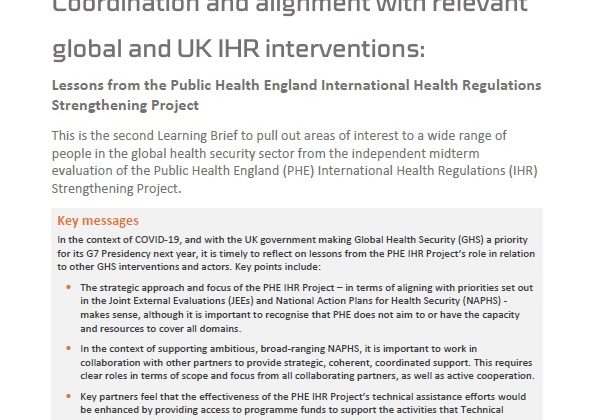 Coordination and alignment with relevant global and UK International ...